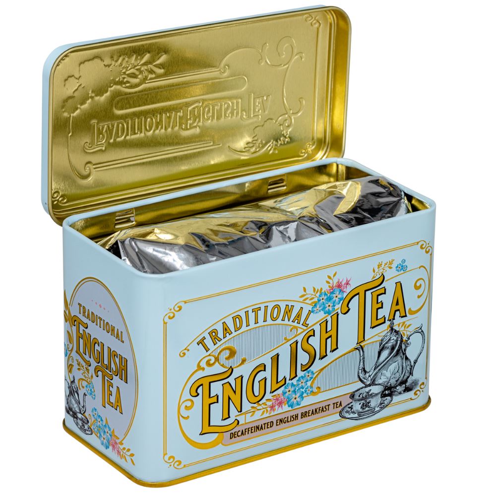 Vintage Victorian Powder Blue Tea Caddy with 40 Decaffeinated English ...